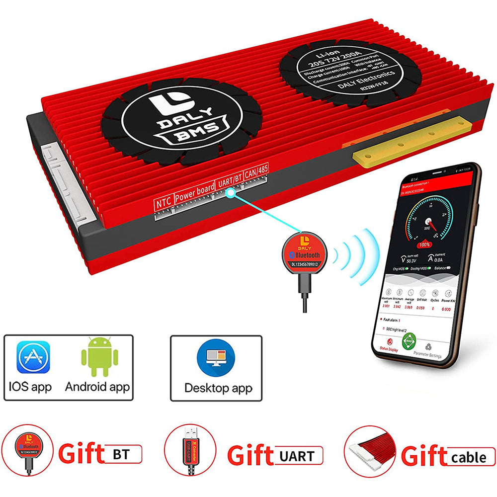 Daly smart bms LifePO4 20S 60V 200A Li-ion 20S 72V 200A bluetooth BMS – BATTERYINT